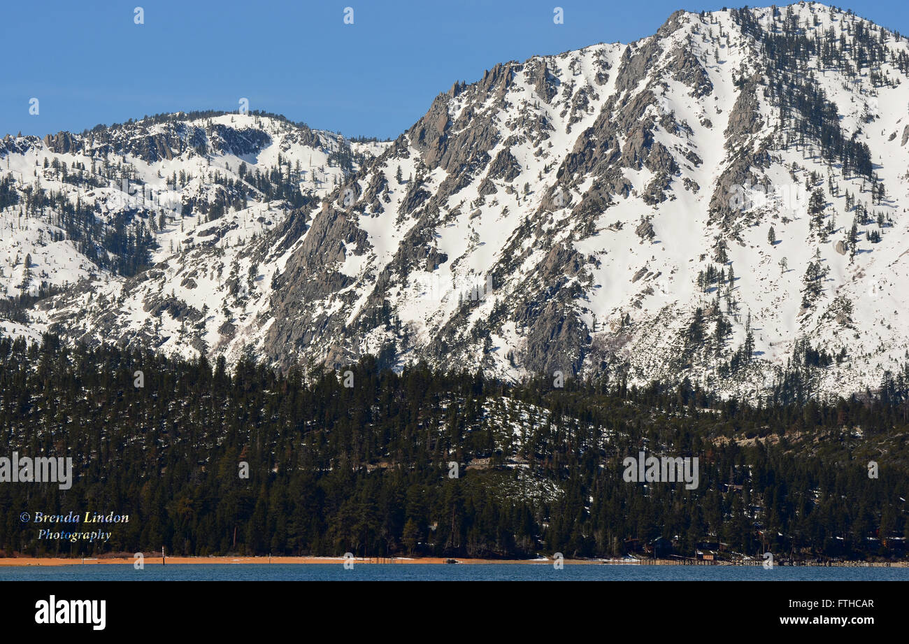The snow-capped mountains surrounding Lake Tahoe, CA Stock Photo - Alamy