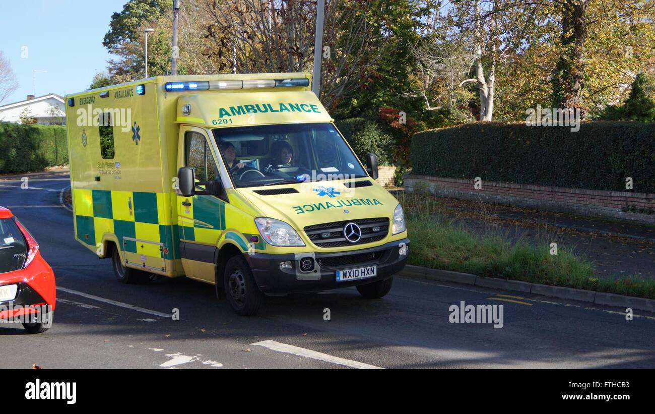 Ambulance Blue light response Stock Photo - Alamy