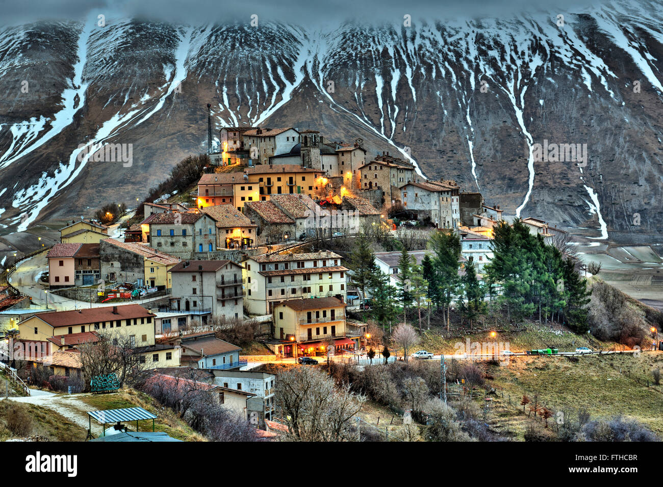 Castelluccio of Norcia, Umbria. Monti Sibillini Park. The small town of ...