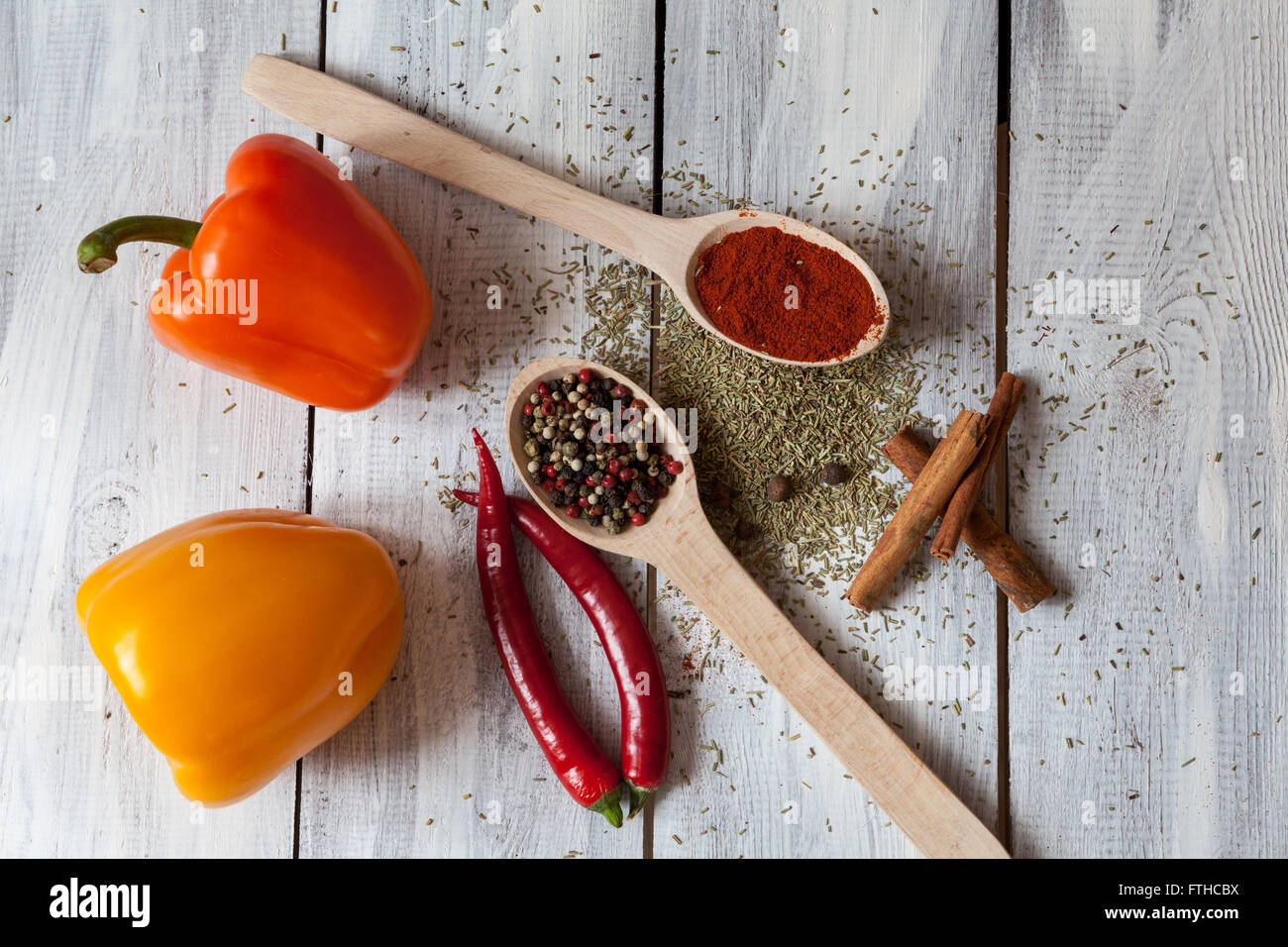 Spices on white background Stock Photo - Alamy