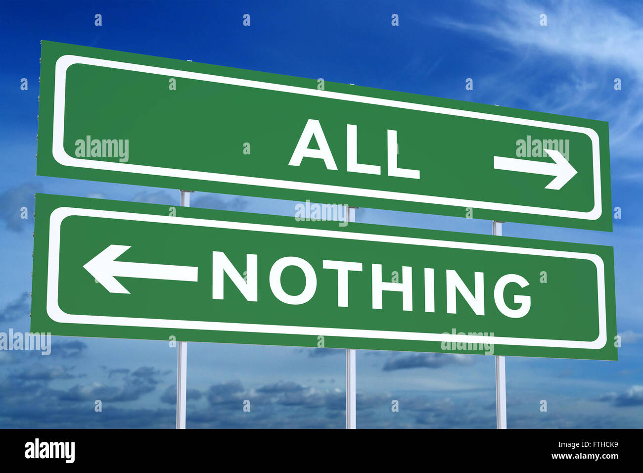 All or Nothing concept on the road signpost, 3D rendering Stock Photo ...