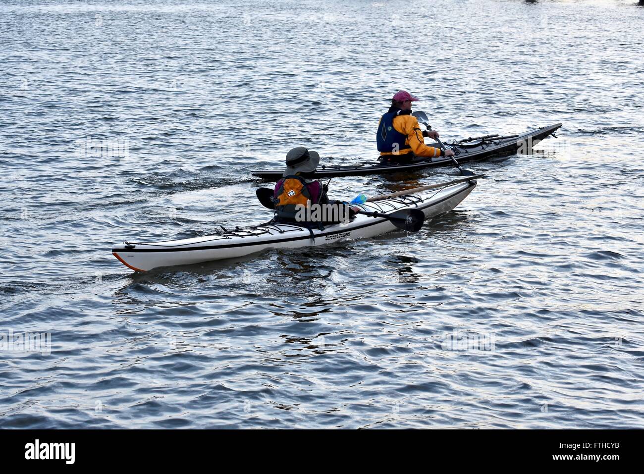 Kayaking in the bay Stock Photo - Alamy