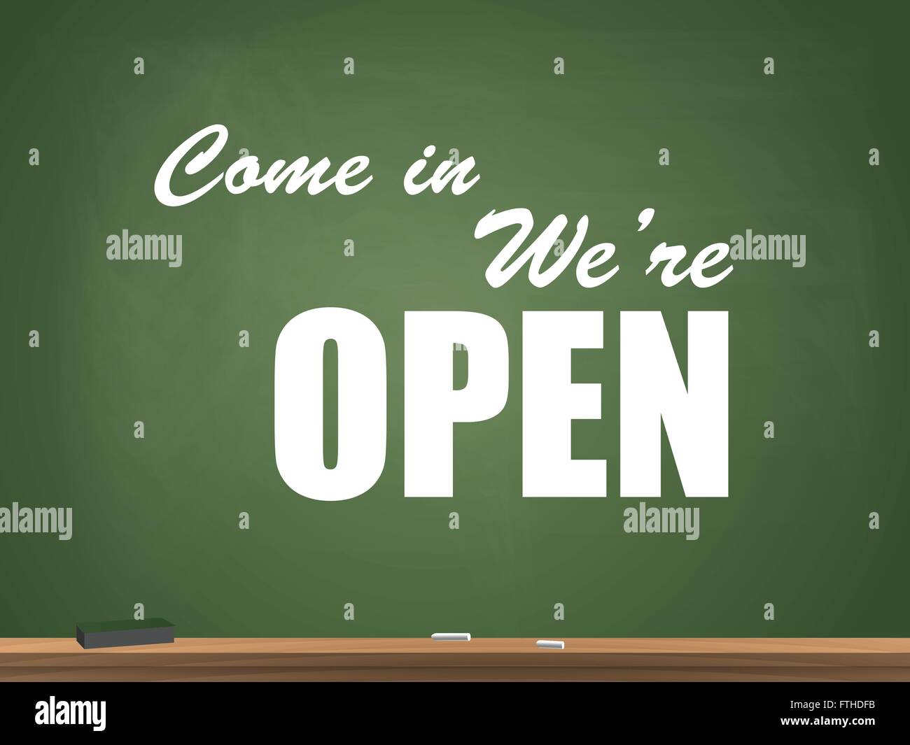 Come in we're open sign in shop window Stock Vector Images - Alamy