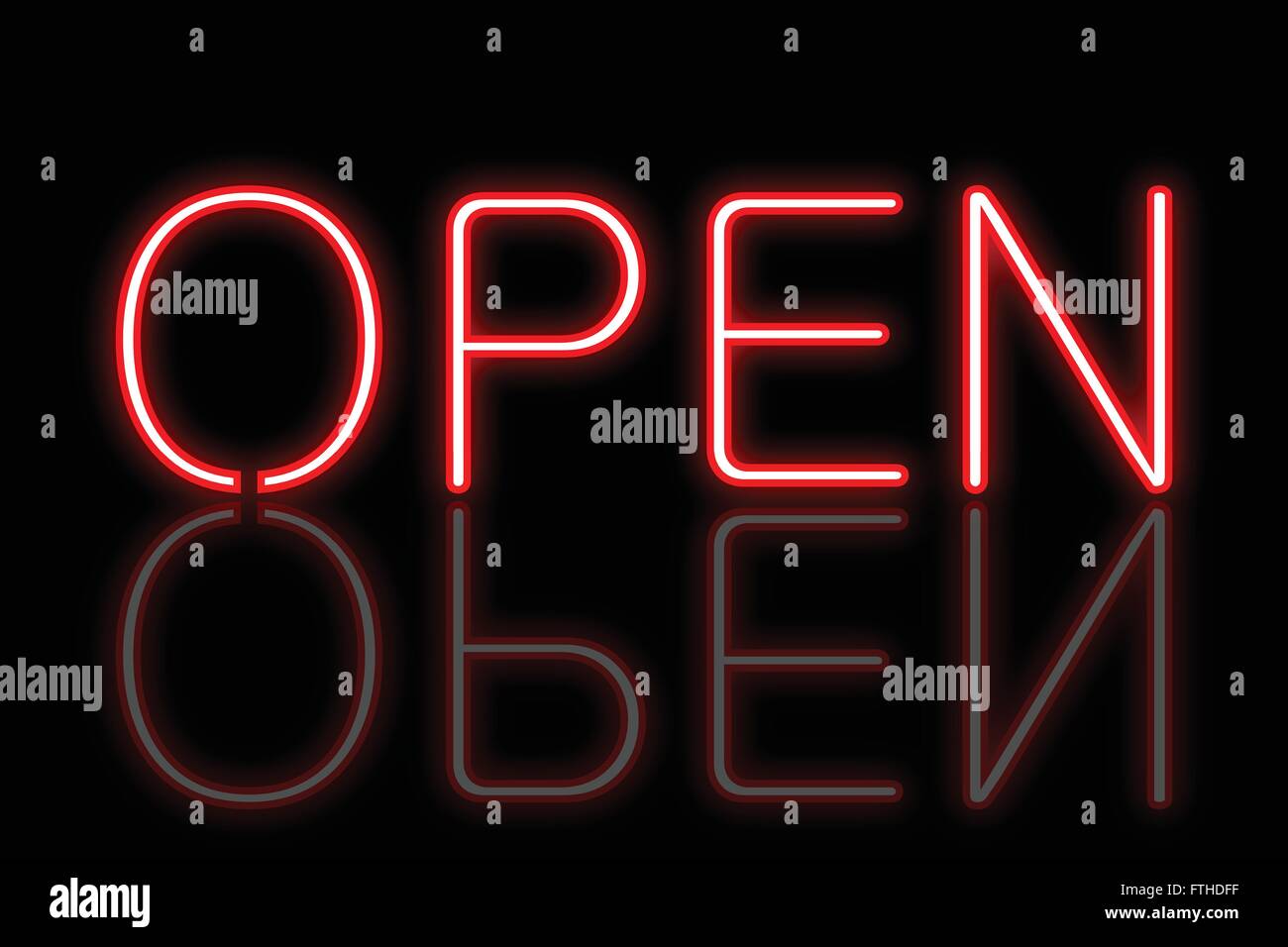 Red Neon Open Sign Illustration Stock Vector Image And Art Alamy