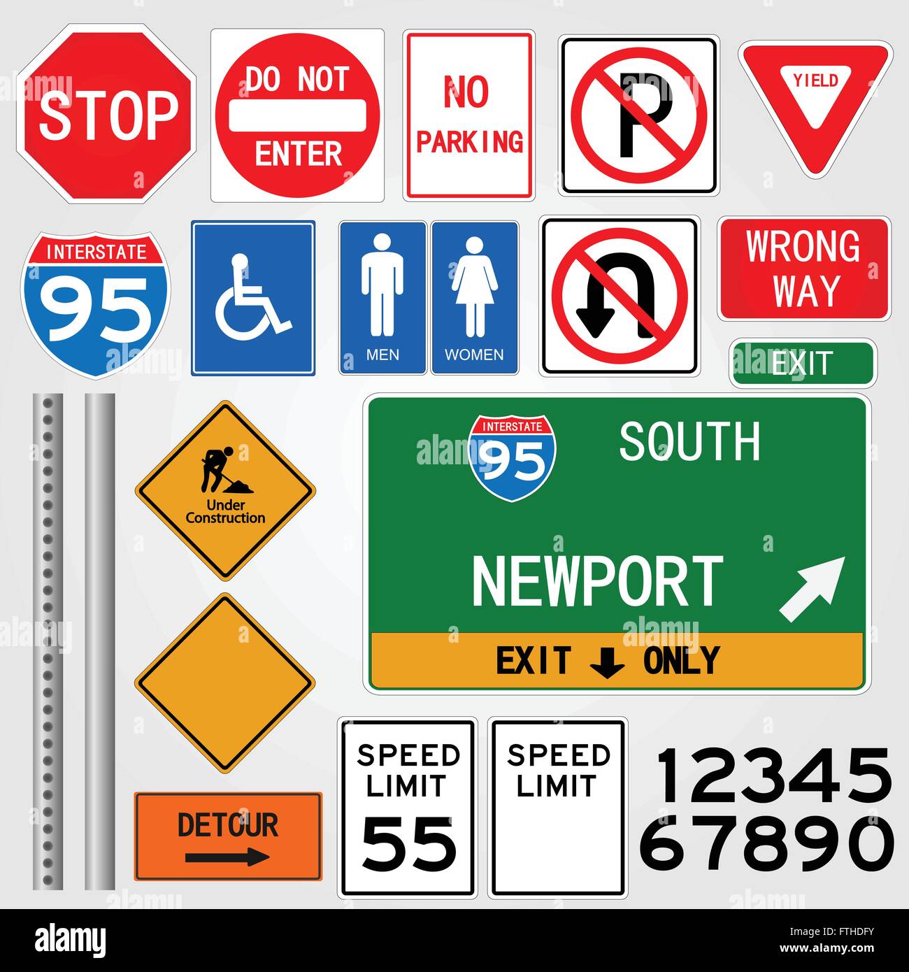 Road Signs Illustration Stock Vector Image & Art - Alamy