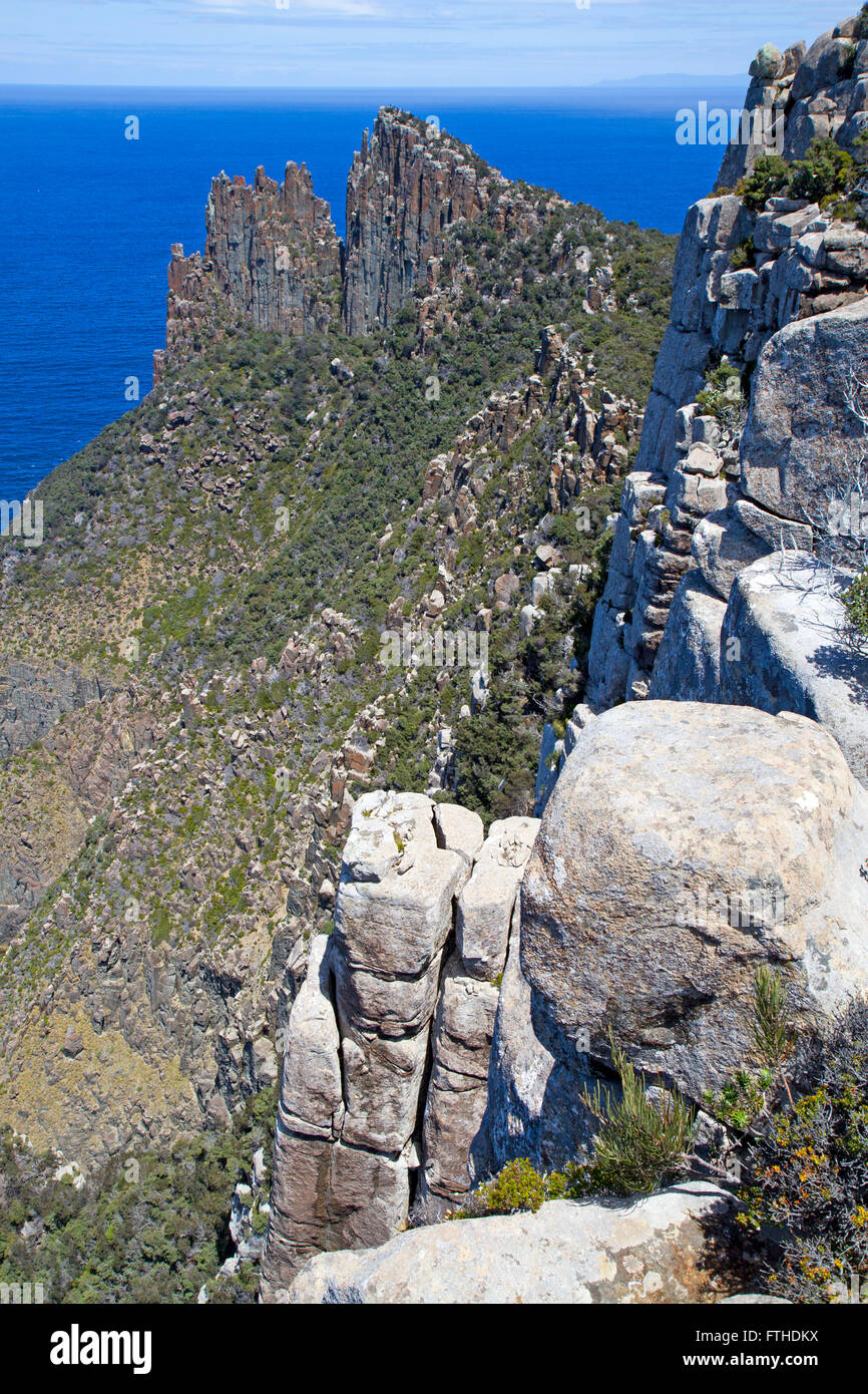 The dolerite columns of Cape Pillar and the Blade Stock Photo - Alamy