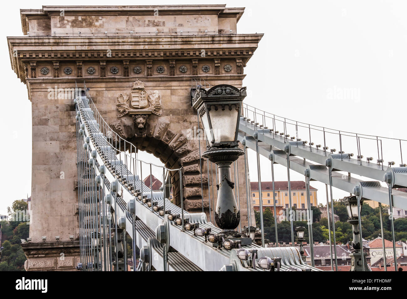 The Szechenyi Chain Bridge over the Danube in Budapest, Hungary Stock ...