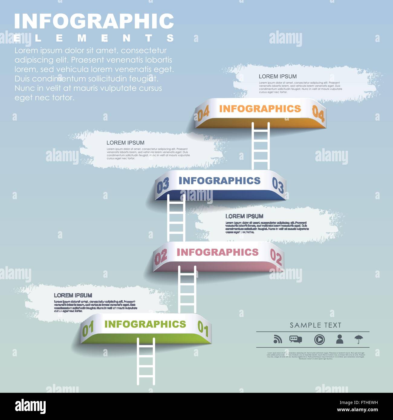 step by step concept infographic elements template over blue Stock ...