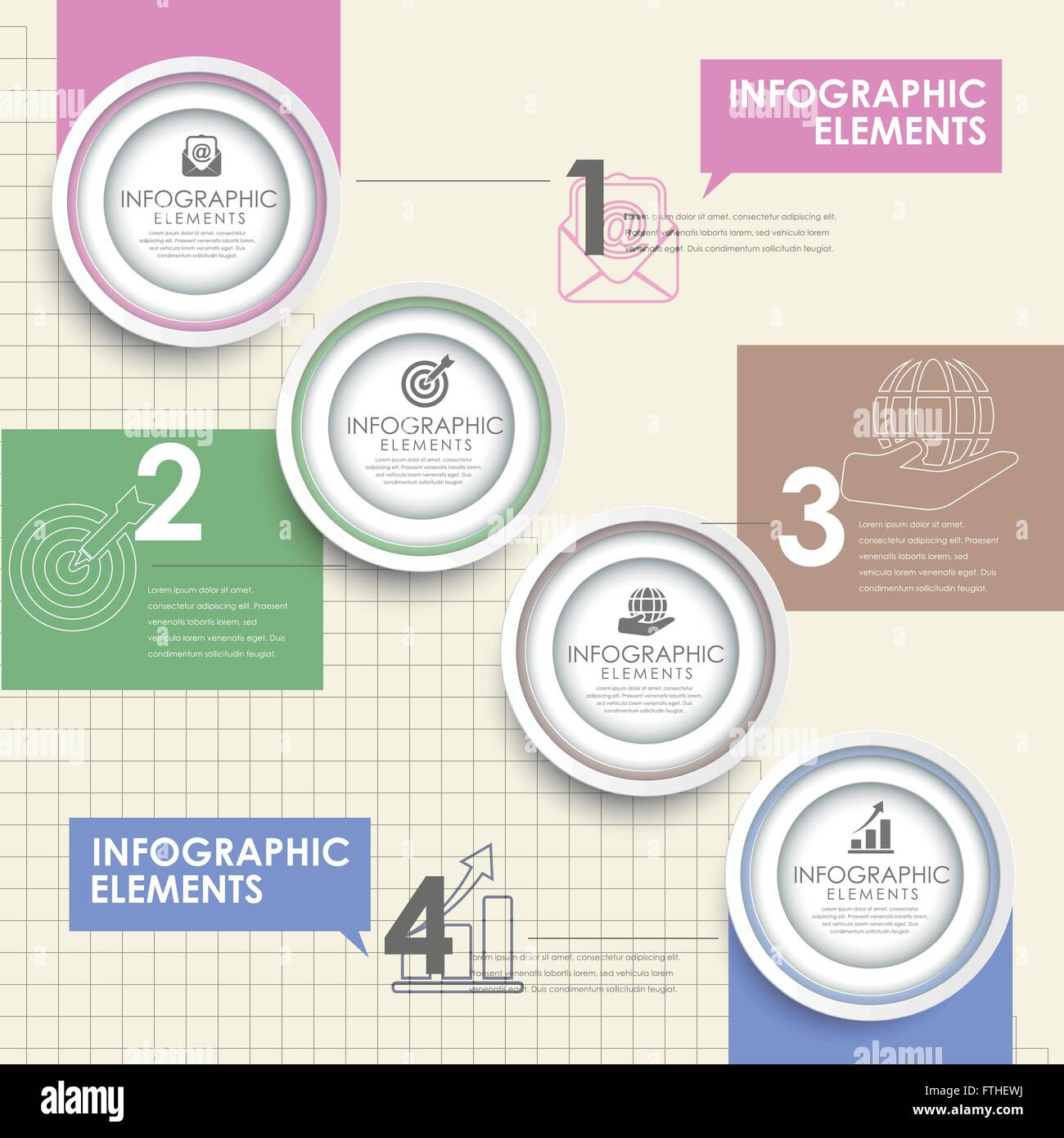 modern colorful circle paper sticker style infographic elements Stock ...