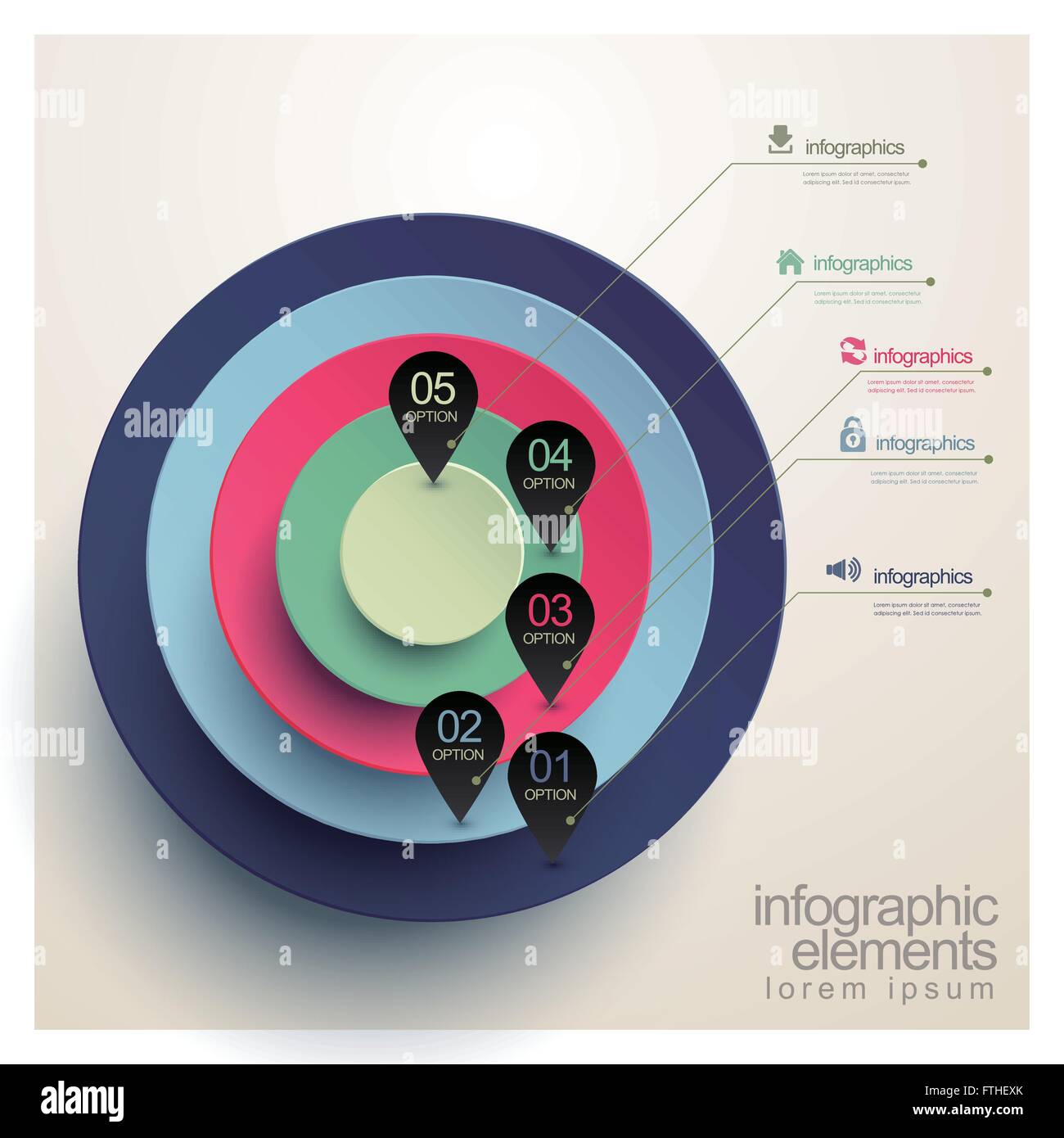 realistic pie chart with location mark infographic elements template ...