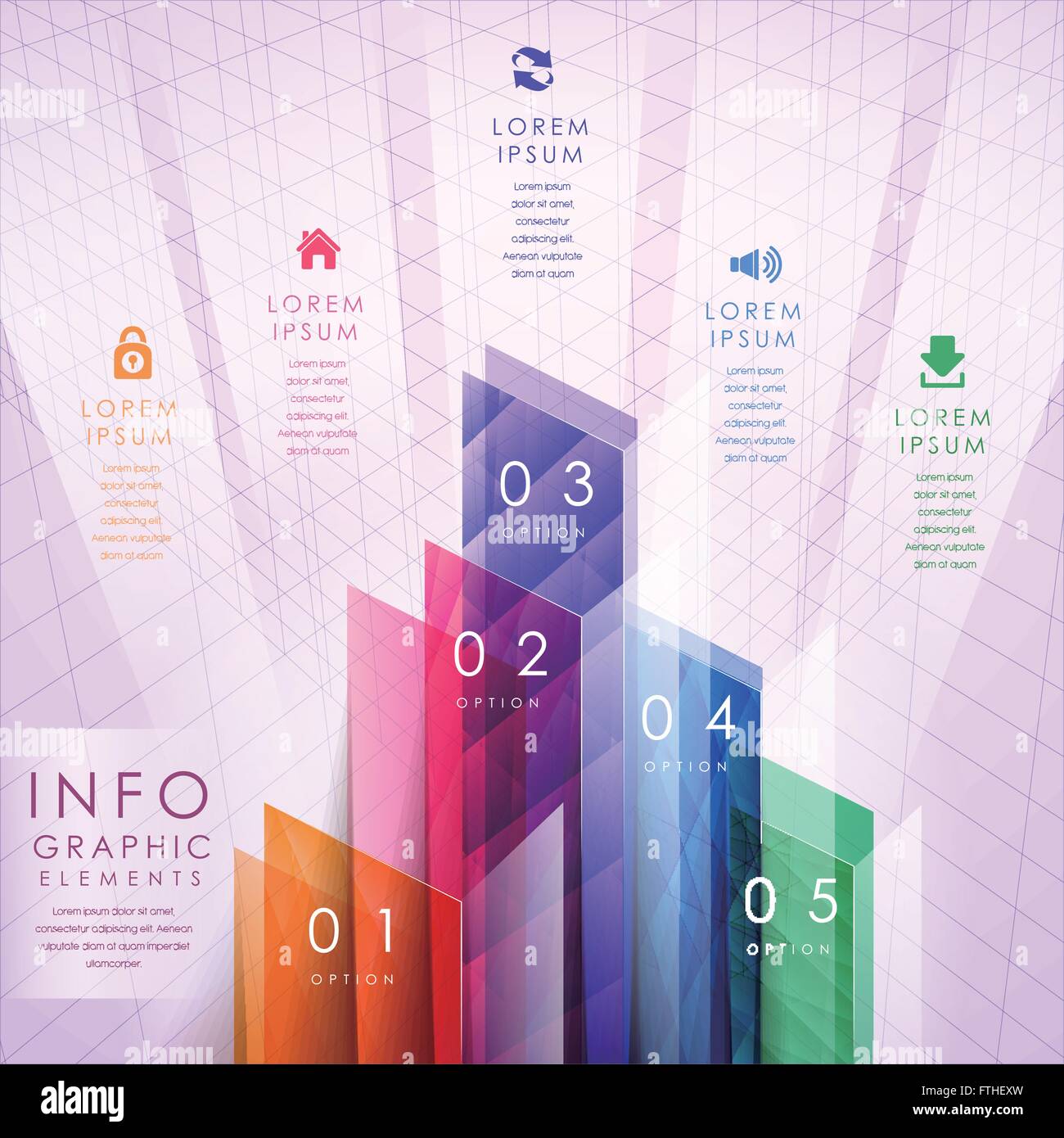 colorful translucent geometric bar chart infographic elements template ...