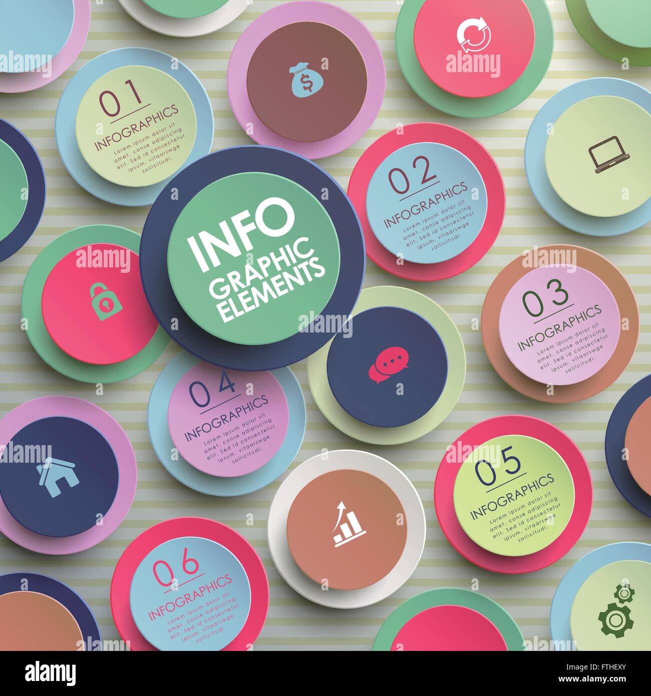 colorful modern paper circle infographic elements template Stock Vector ...