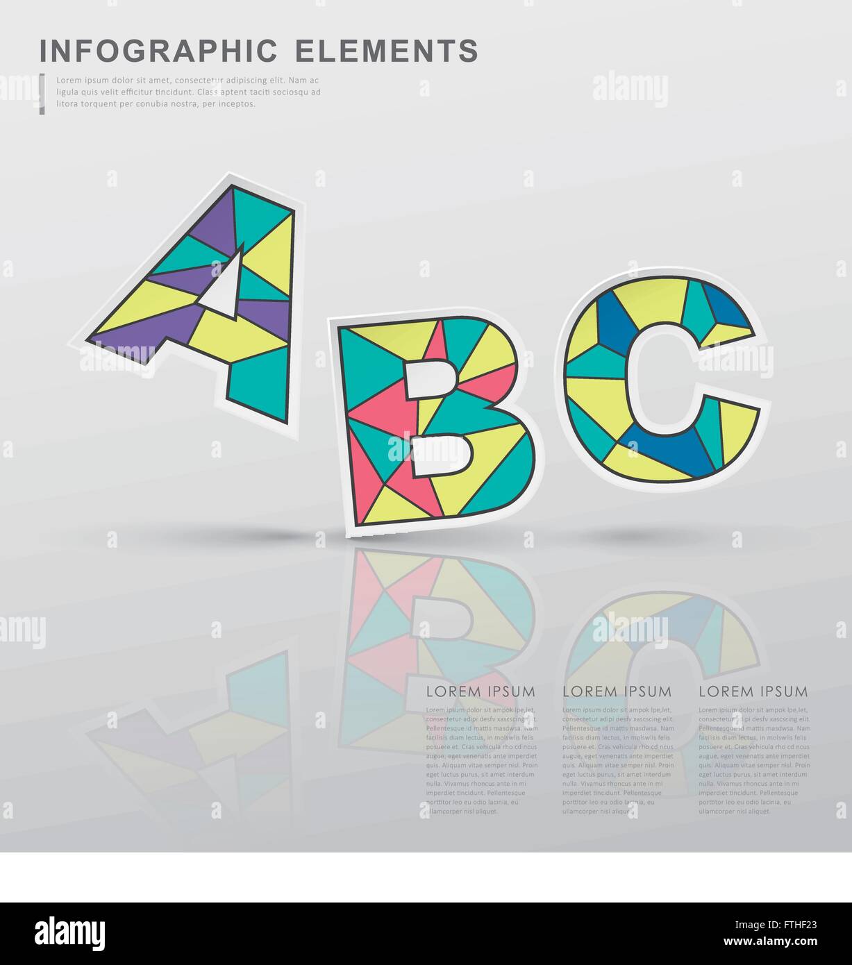 geometric colorful alphabets infographic elements isolated on white ...