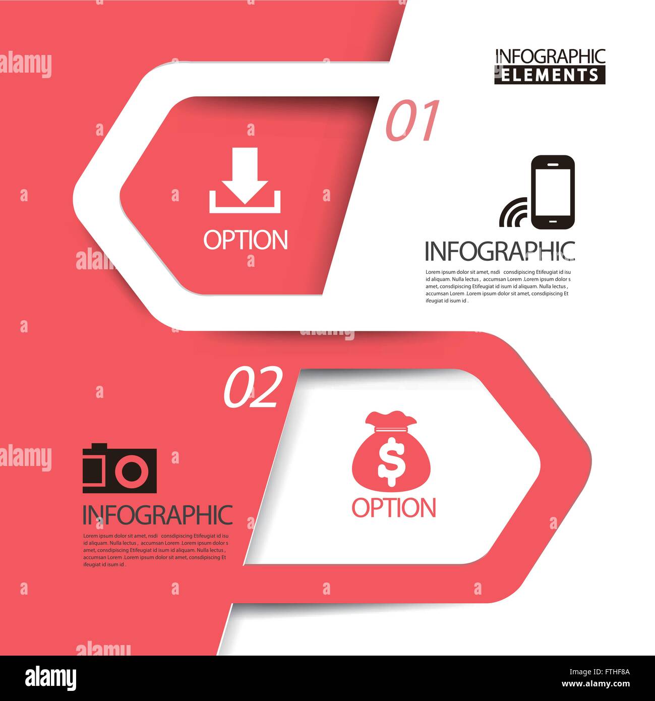 abstract paper arrow infographic elements template in red Stock Vector ...
