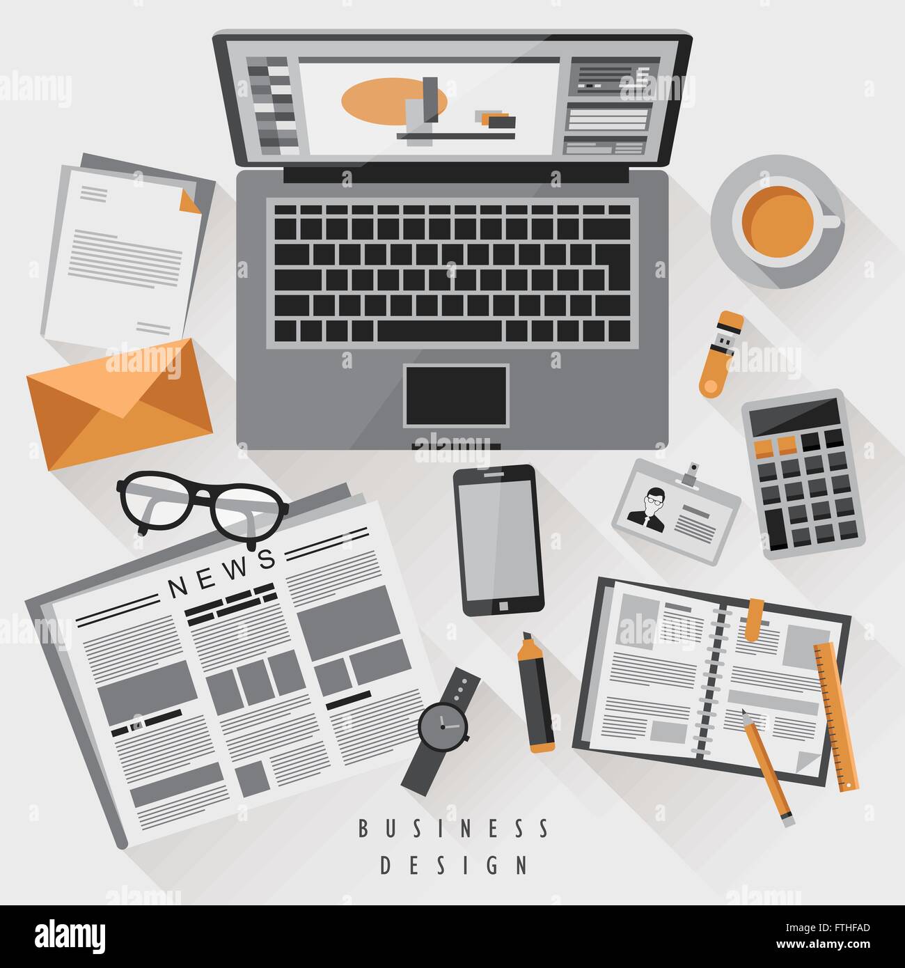 top view of work place concept in flat design Stock Vector Image & Art ...