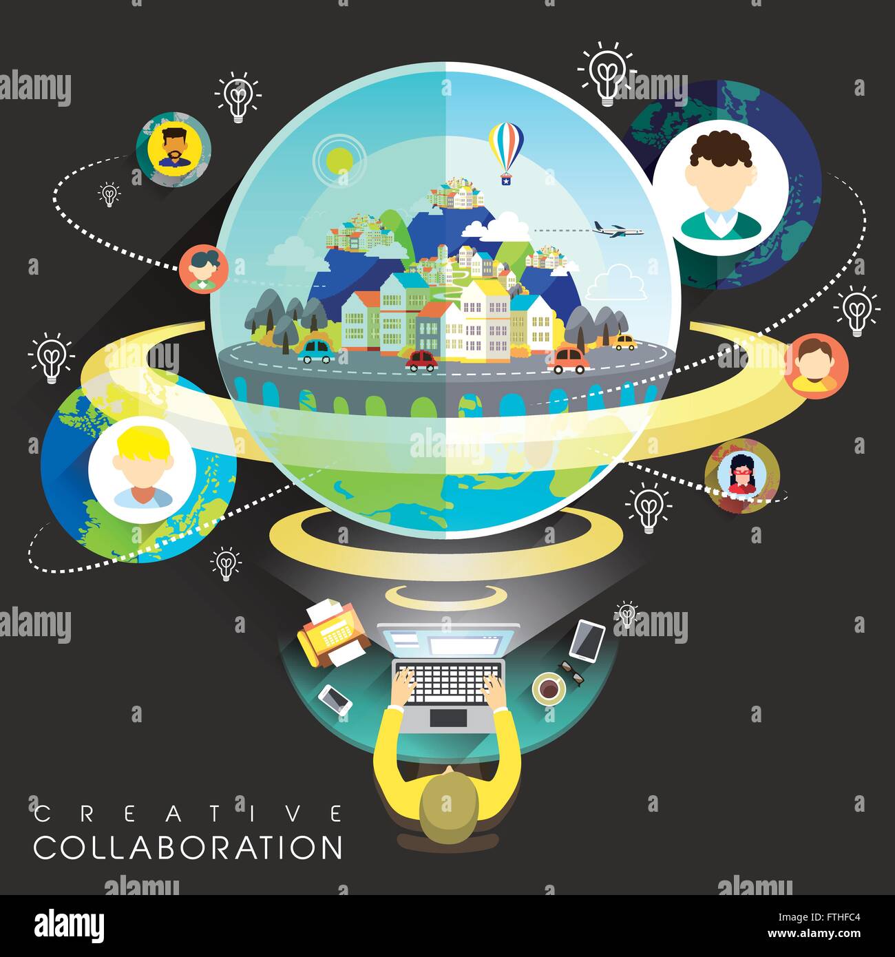 creative collaboration through internet concept in flat design Stock ...