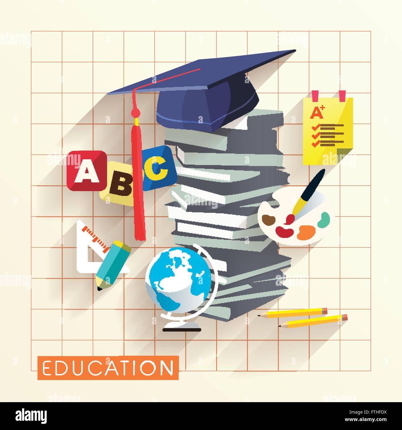 education concept in flat design with graduation cap element Stock ...