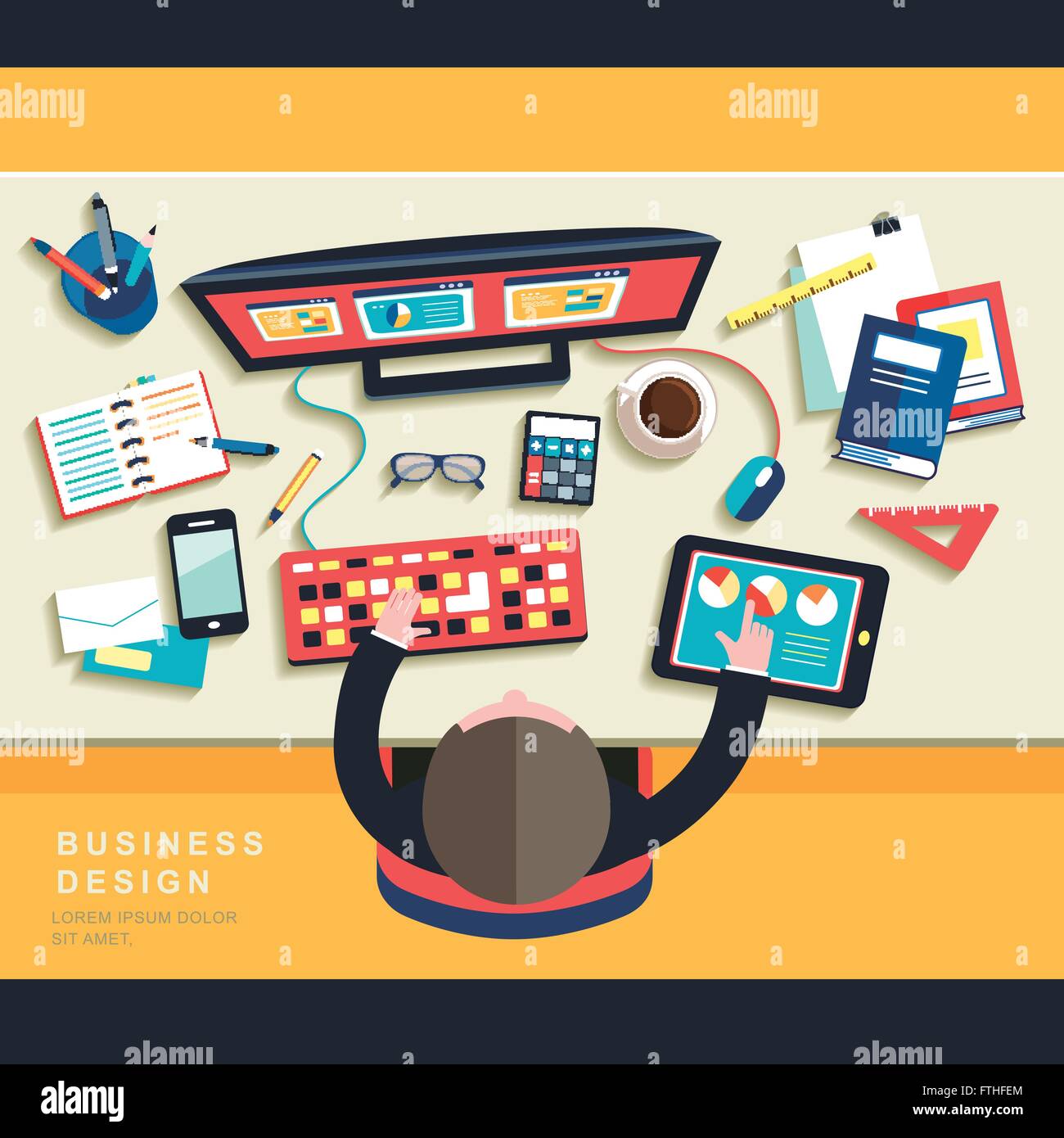 business work place concept in flat design Stock Vector Image & Art - Alamy