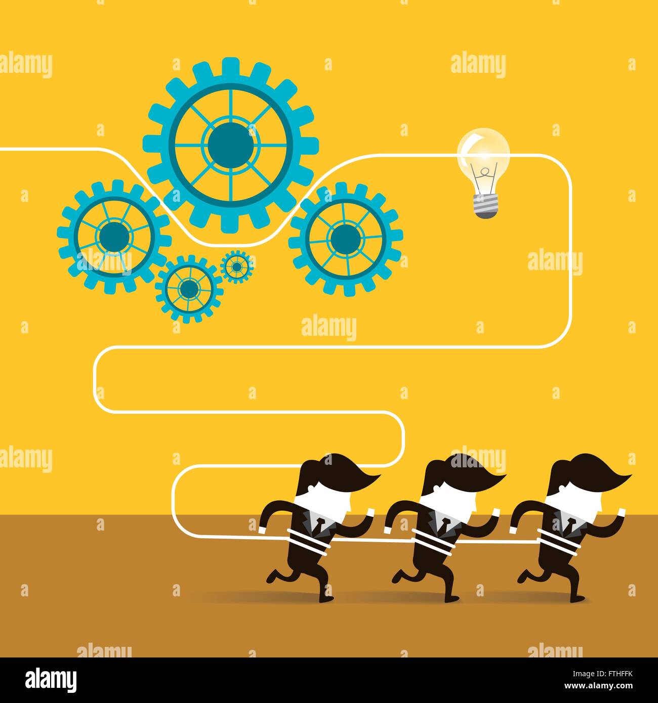 flat design of businessmen team work over yellow background Stock ...