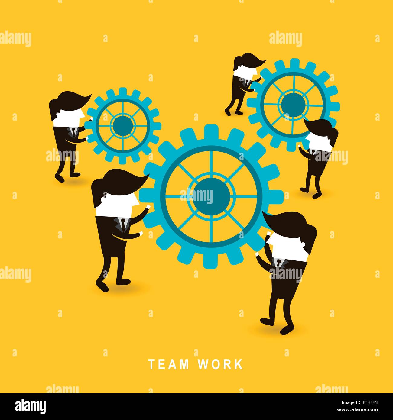 flat design of businessmen team work over yellow background Stock ...