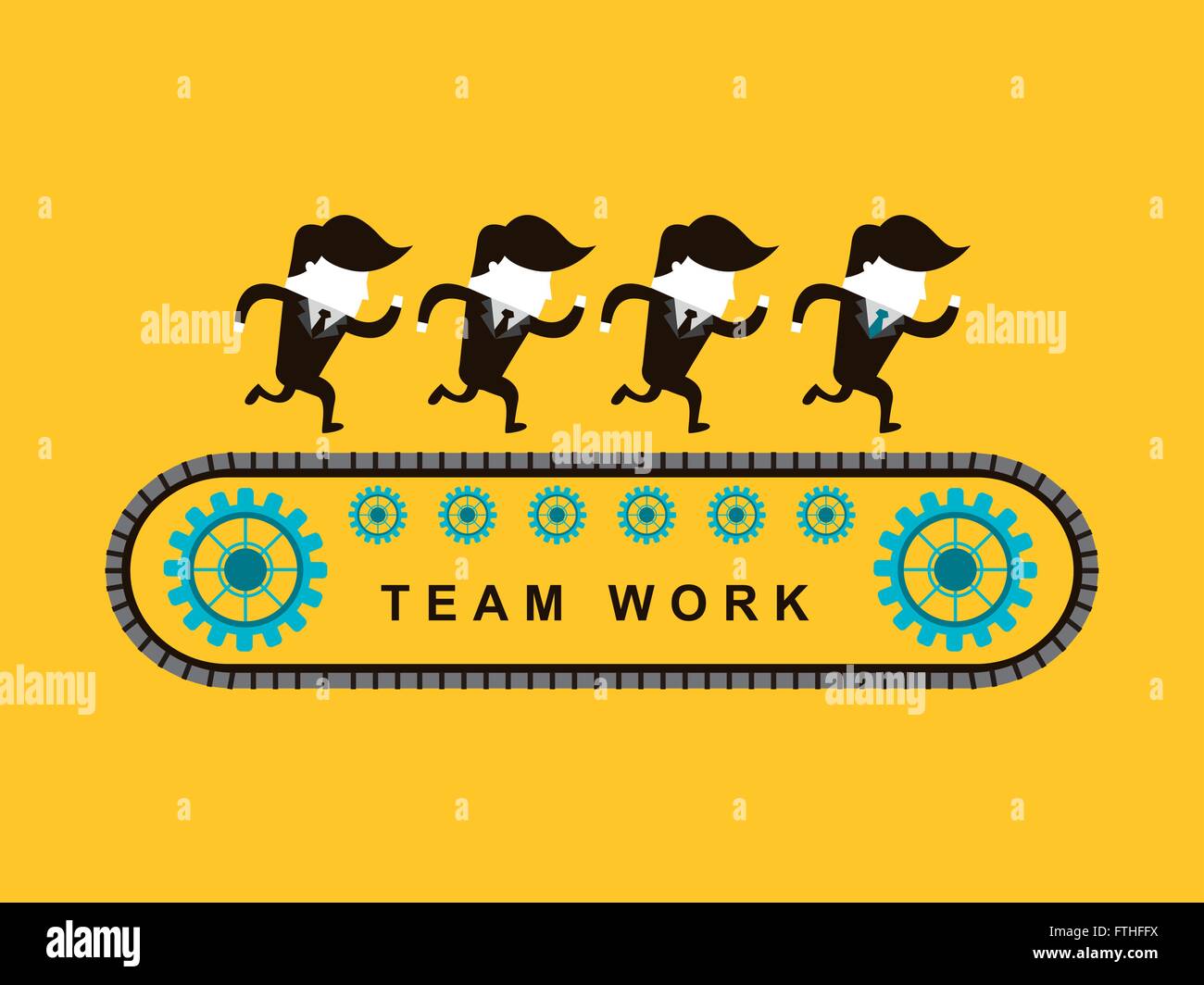 flat design of businessmen team work over yellow background Stock ...