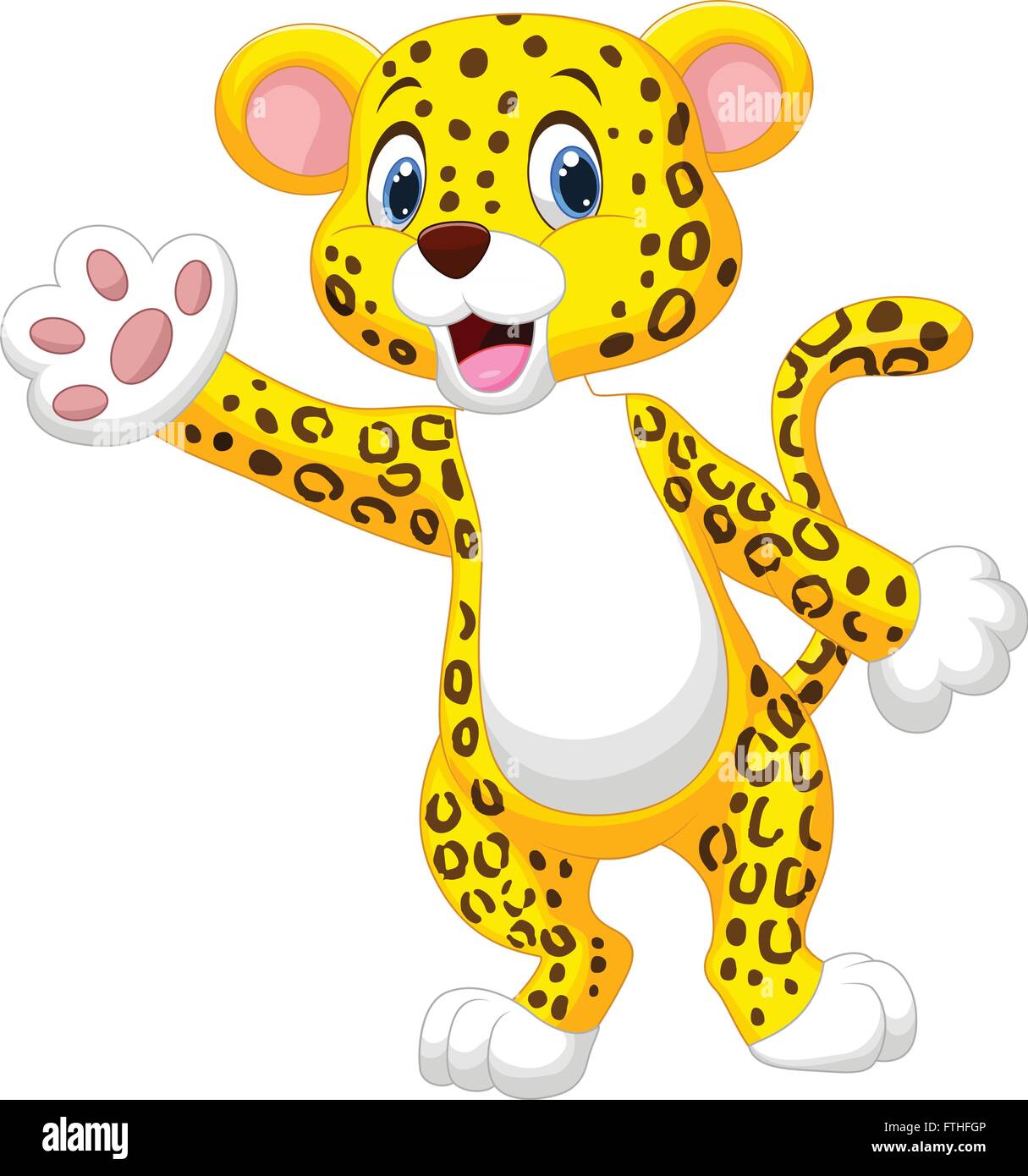 Cute cartoon leopard waving hand Stock Vector Image & Art - Alamy