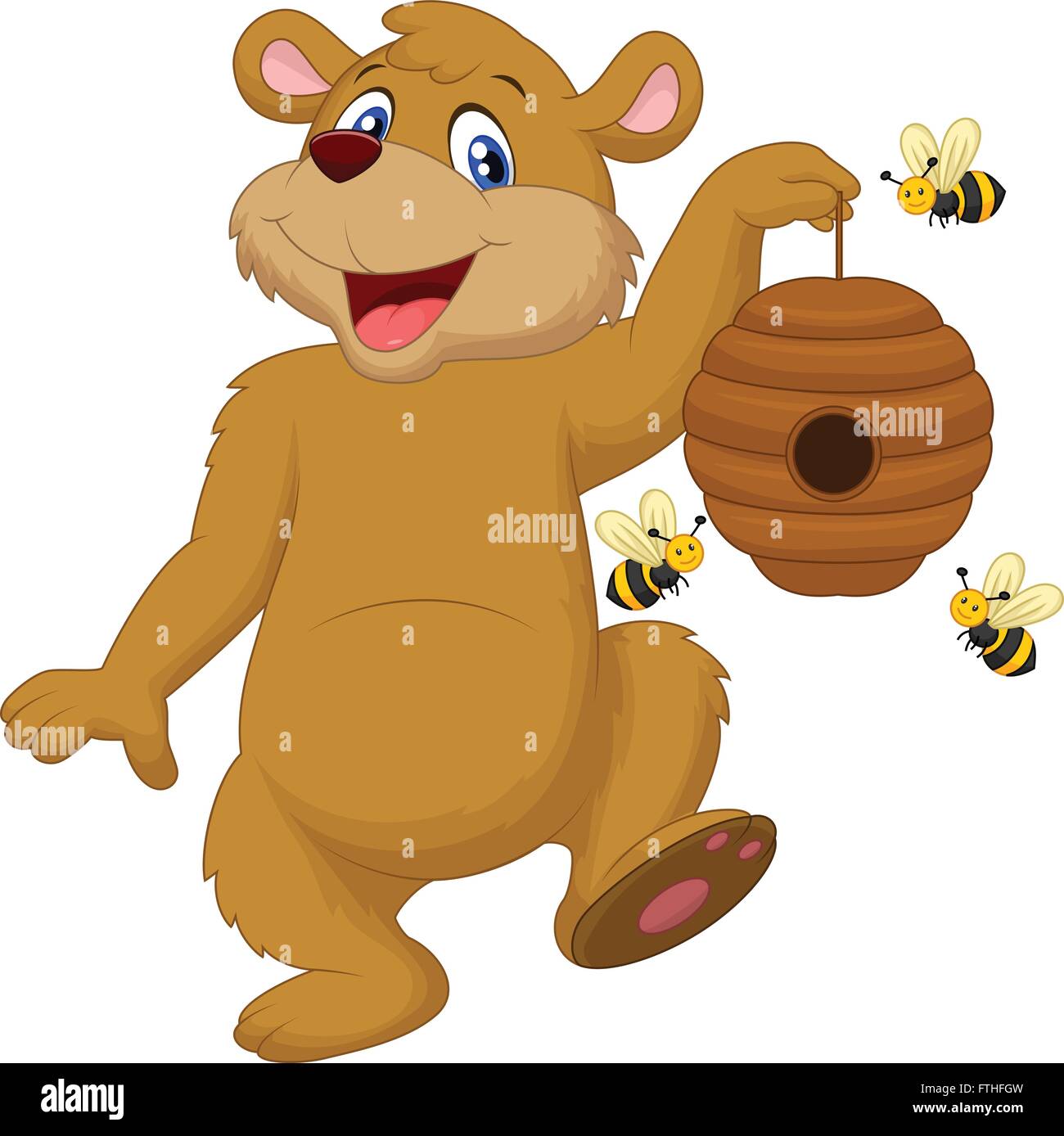 Cartoon bear holding bee Stock Vector Image & Art - Alamy