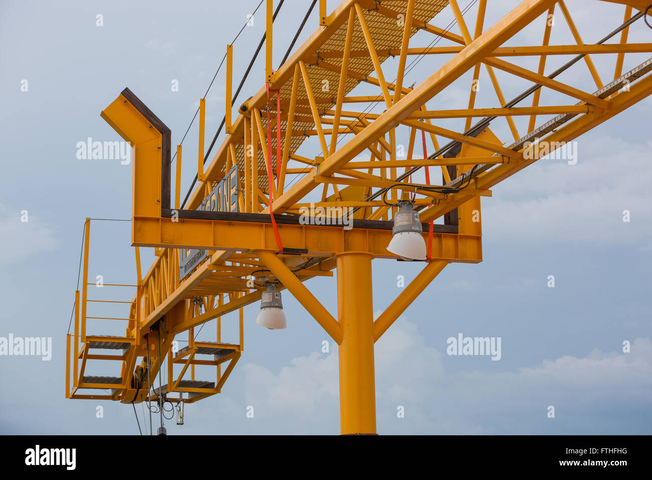 Closeup of a crane on top of an oil rig topside Stock Photo - Alamy