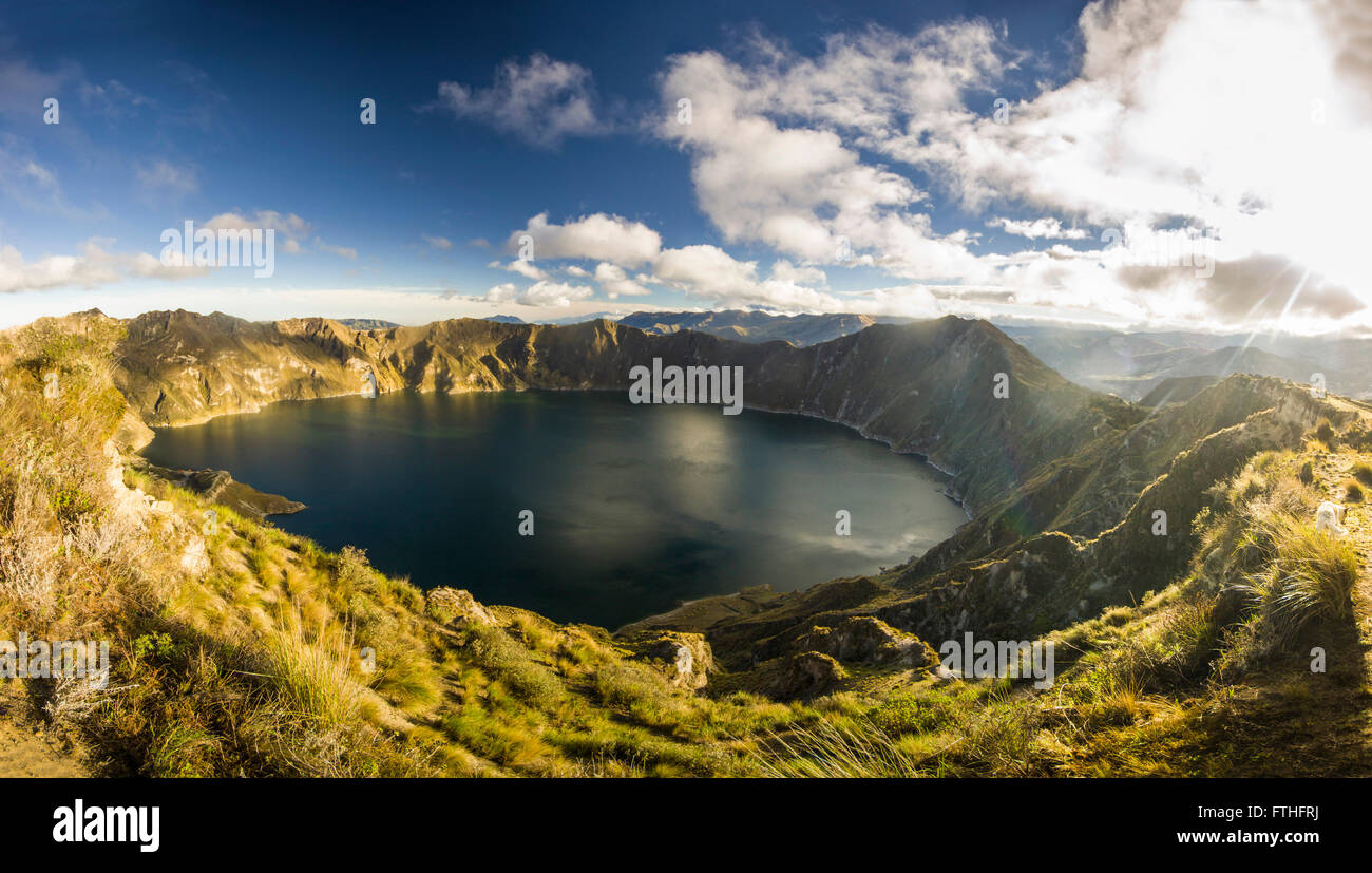 blue volcanic crater lake sunrise in ecuador Stock Photo - Alamy