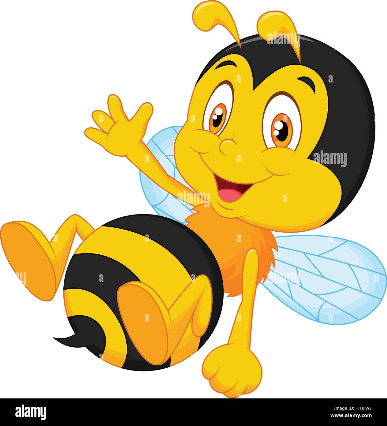 Cute little bee cartoon waving hand Stock Vector Image & Art - Alamy