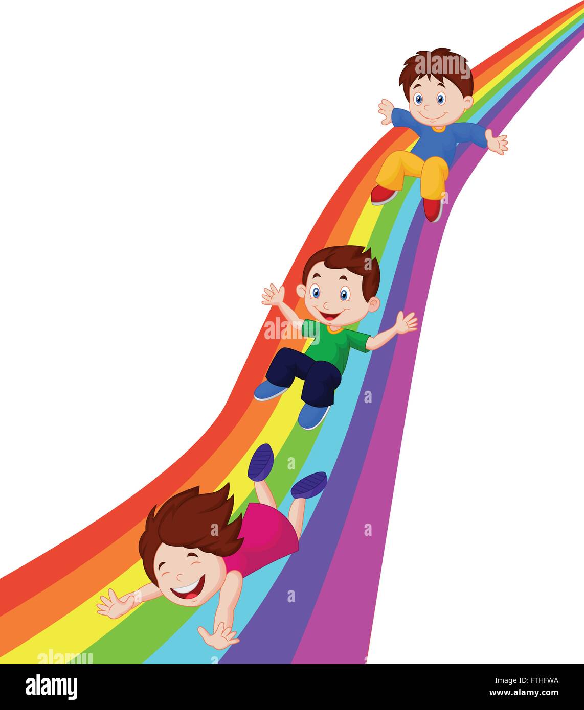 Illustration of Kids Sliding Down a Rainbow Stock Vector Image & Art ...