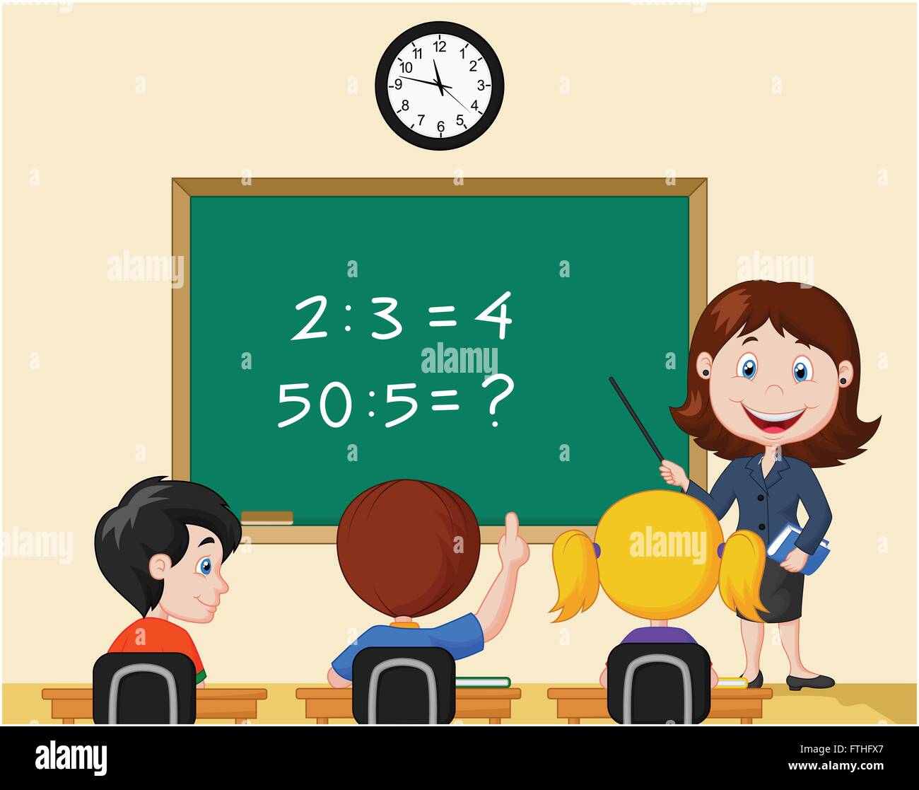 Happy Cartoon Schoolgirl Blackboard Stock Photos & Happy Cartoon ...