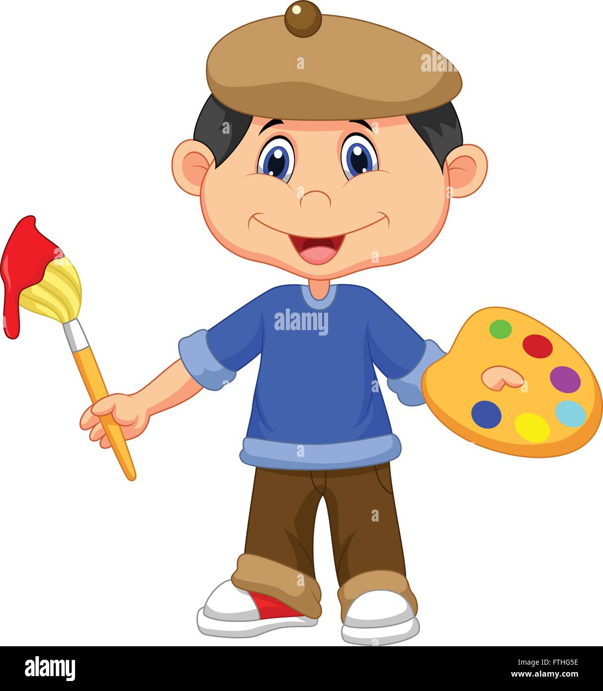Little boy is painting with paintbrush Stock Vector Image & Art - Alamy