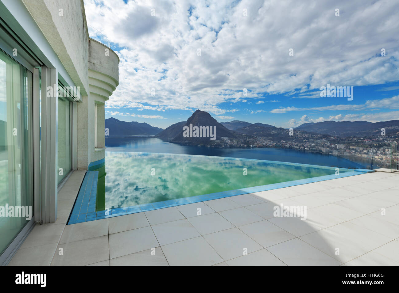 Architecture, beautiful landscape from a modern house with infinity ...