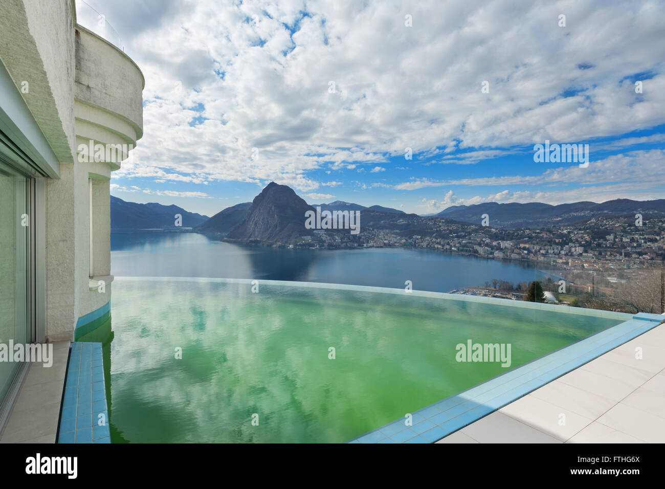 Architecture, beautiful landscape from a modern house with infinity ...