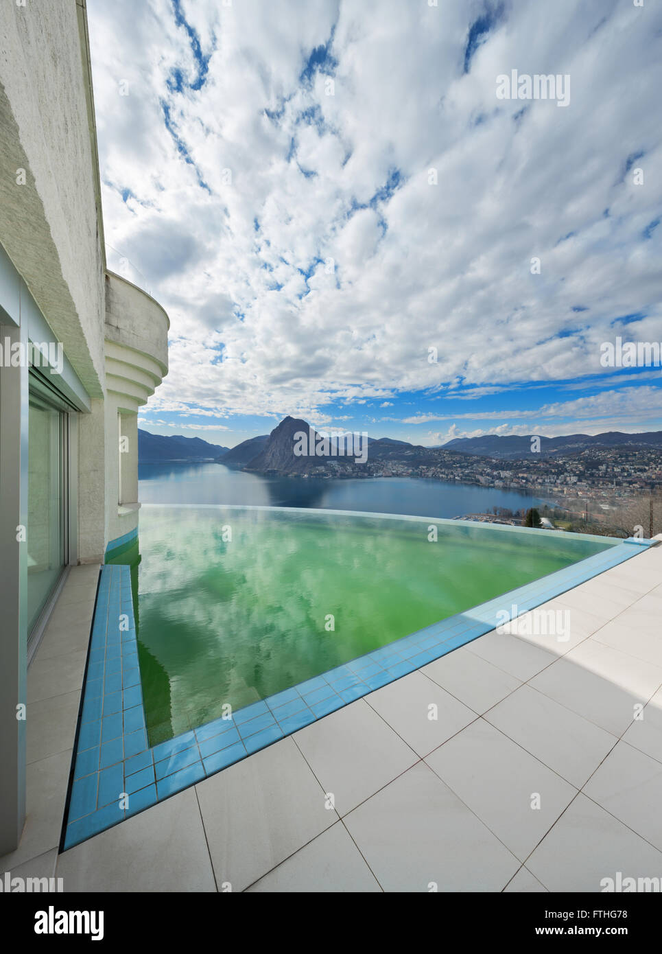 Architecture, beautiful landscape from a modern house with infinity ...