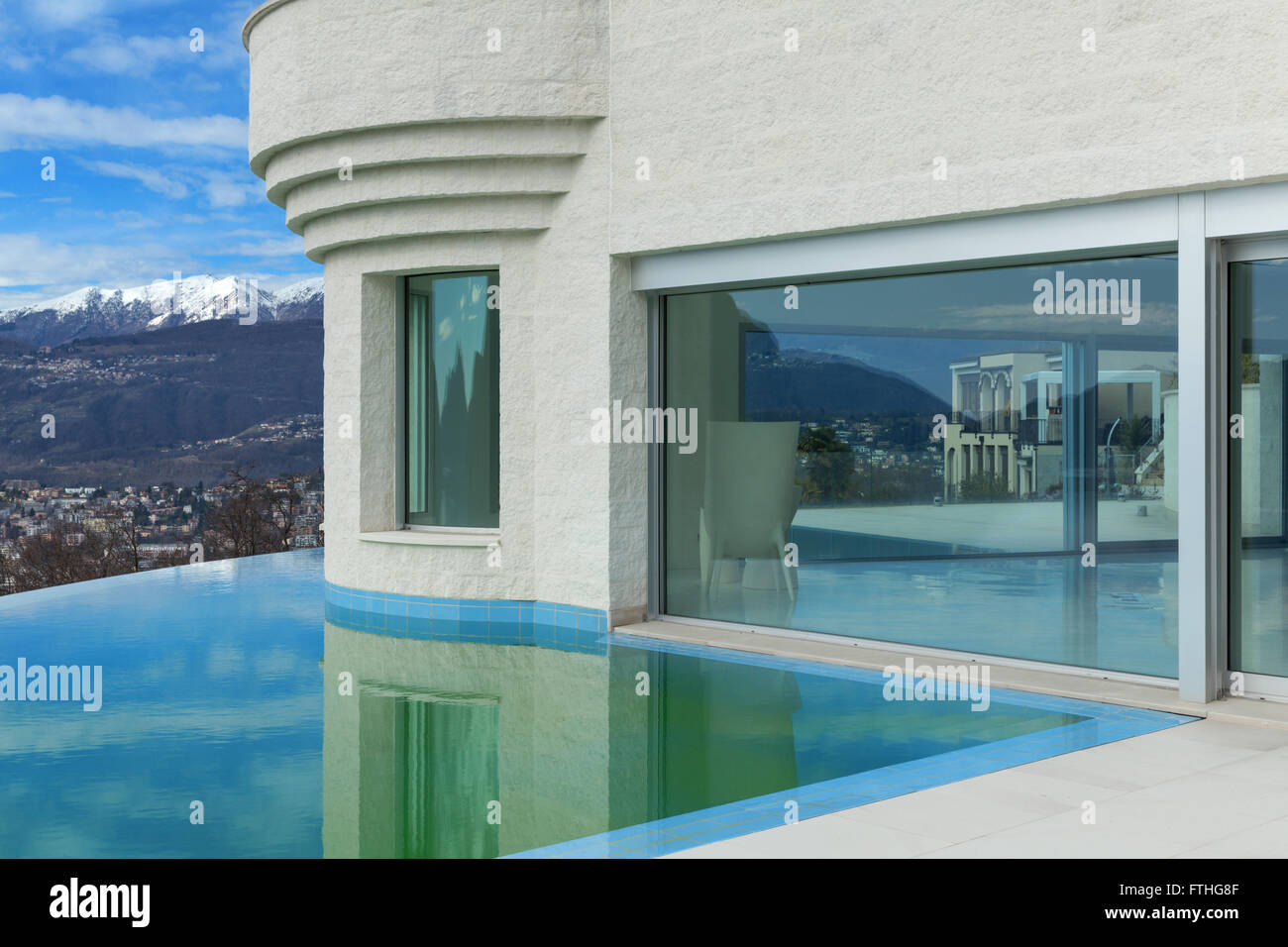 Architecture, beautiful landscape from a modern house with infinity ...