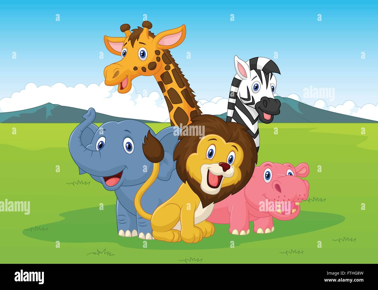 Happy cartoon safari animal Stock Vector Image & Art - Alamy