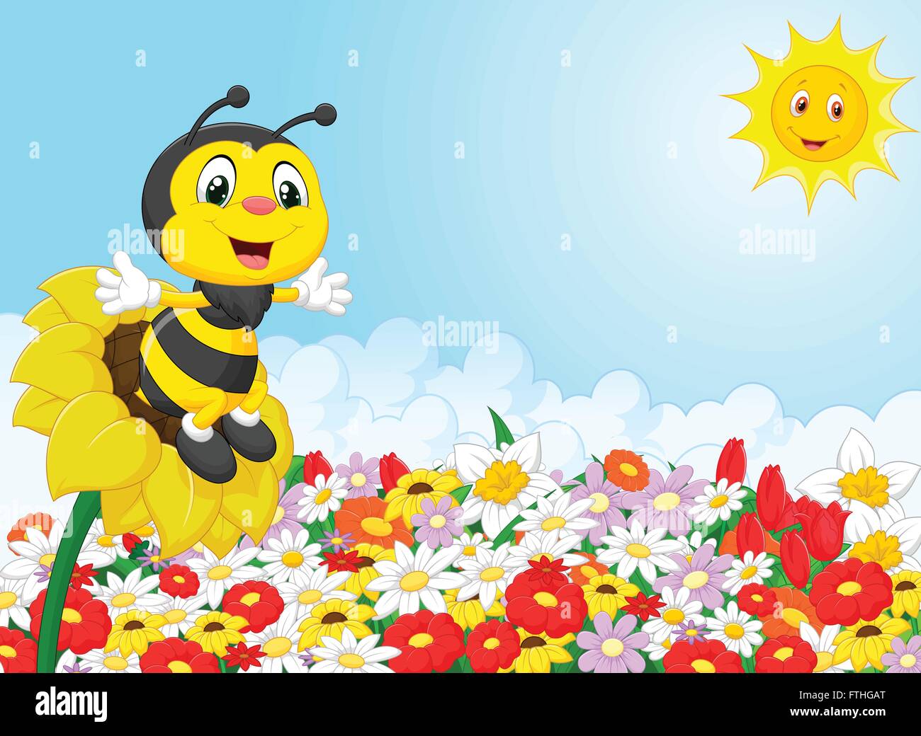 Bumblebee on spring flower Stock Vector Images - Alamy