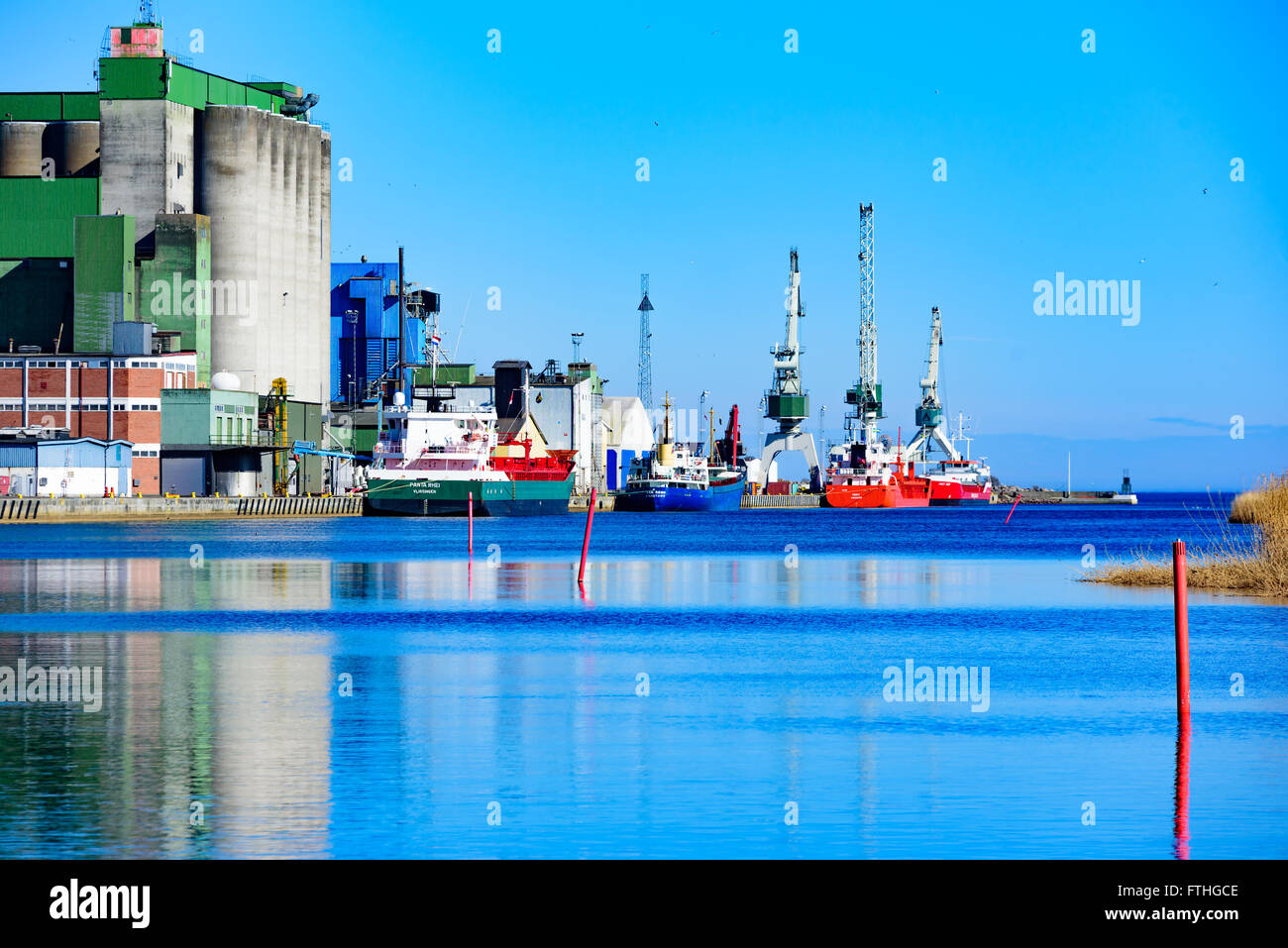 Ahus, Sweden - March 20, 2016: The harbor in Ahus is one of Southern ...