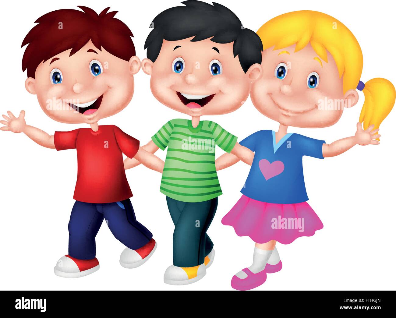 Happy children walking together Stock Vector Image & Art - Alamy