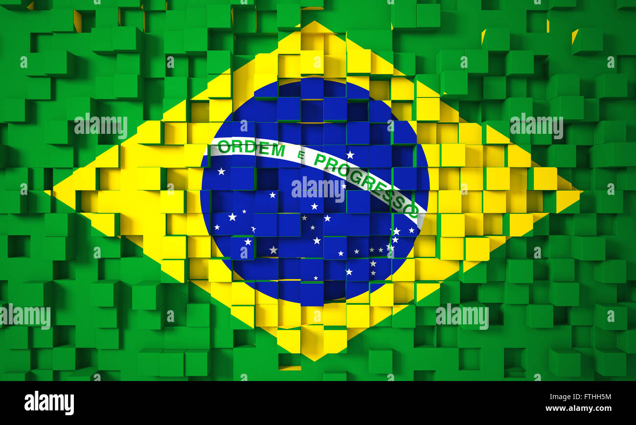 3d geometric cube brazilian flag Stock Photo - Alamy