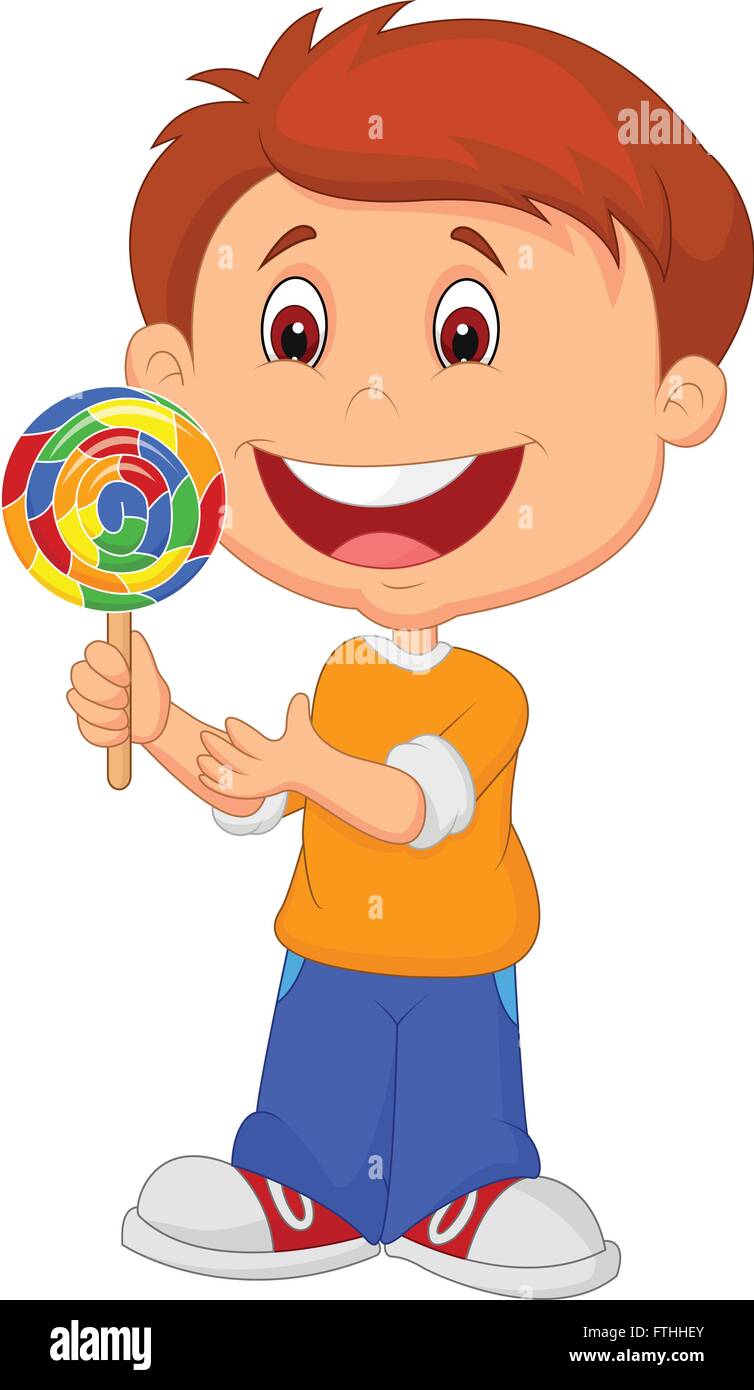 Little boy holding lollipop candy Stock Vector Image & Art - Alamy