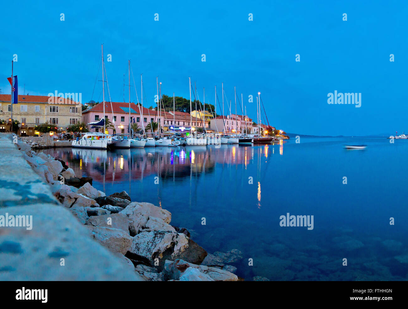 Sali village harbor evening view, island of Dugi Otok, Croatia Stock ...