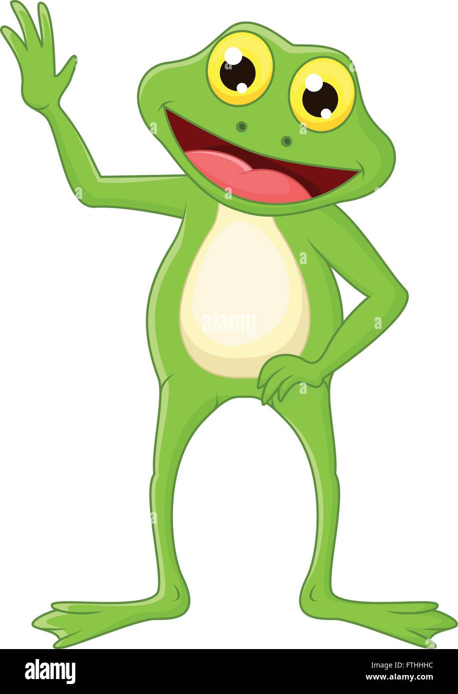 Cute cartoon green frog waving hand Stock Vector Image & Art - Alamy