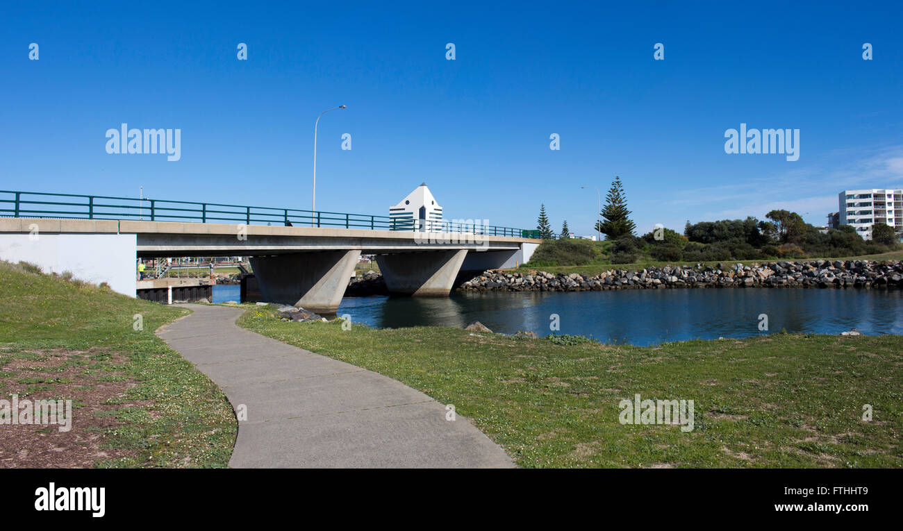 Scenic view of the concrete traffic bridge with cycleway over the ...