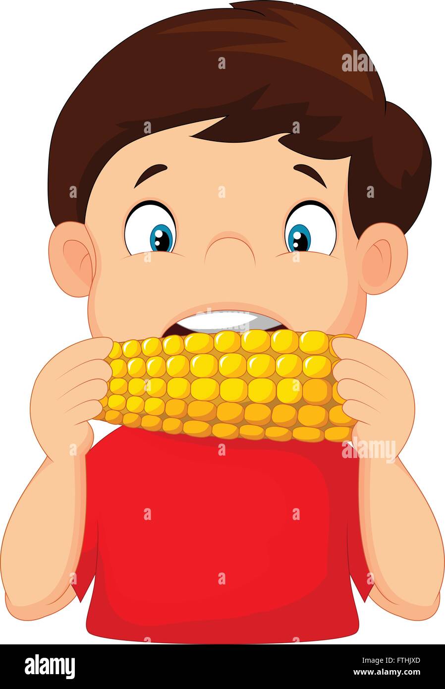 Cartoon boy eating corn Stock Vector Image & Art - Alamy