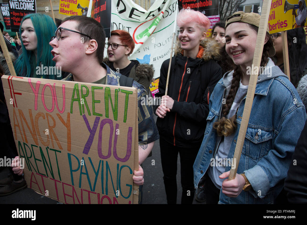 Demonstrators at Anti-racism Day demonstration led by Stand Up To ...
