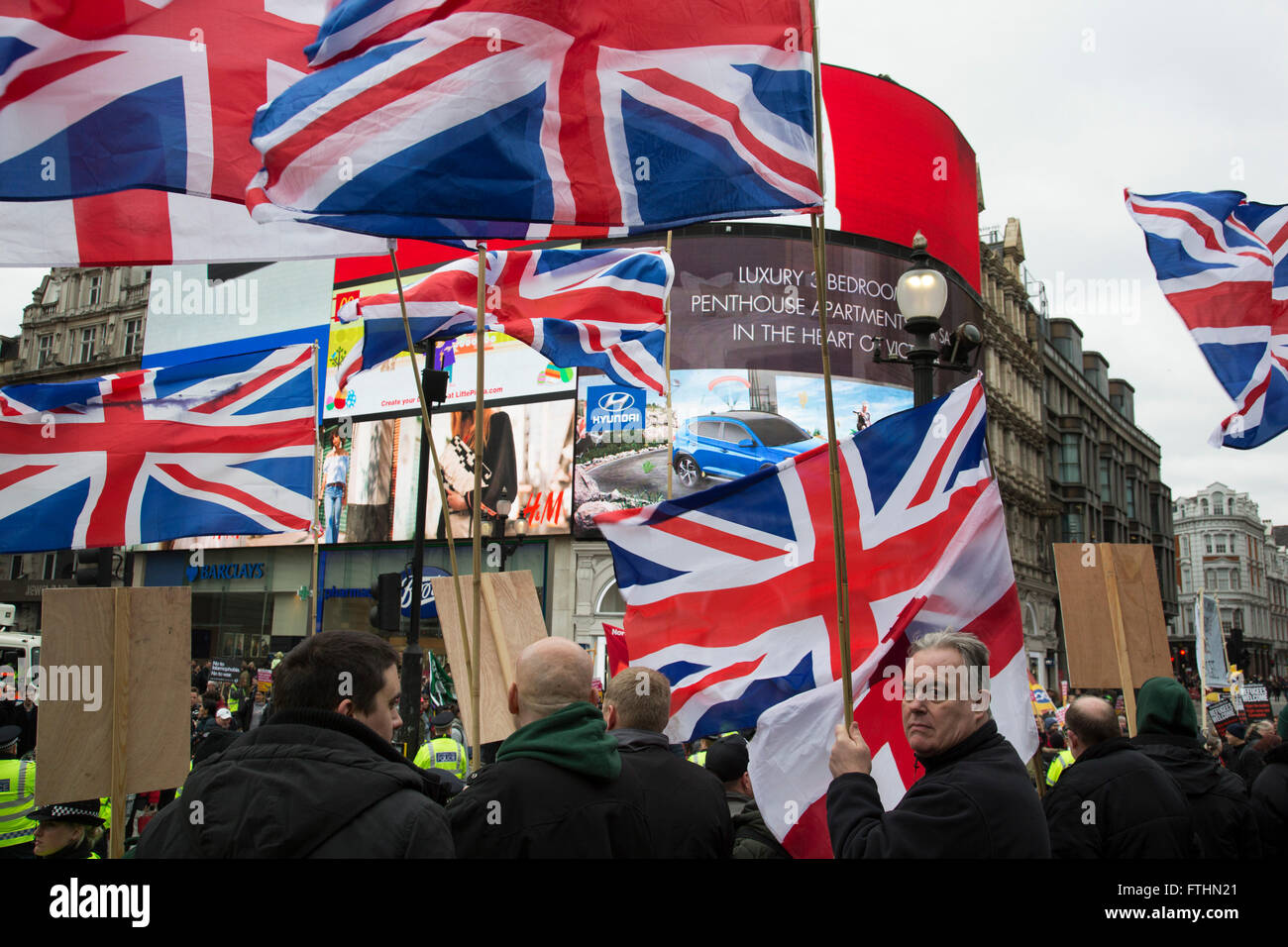 Members of Britain First in counter protest at Anti-racism Day ...
