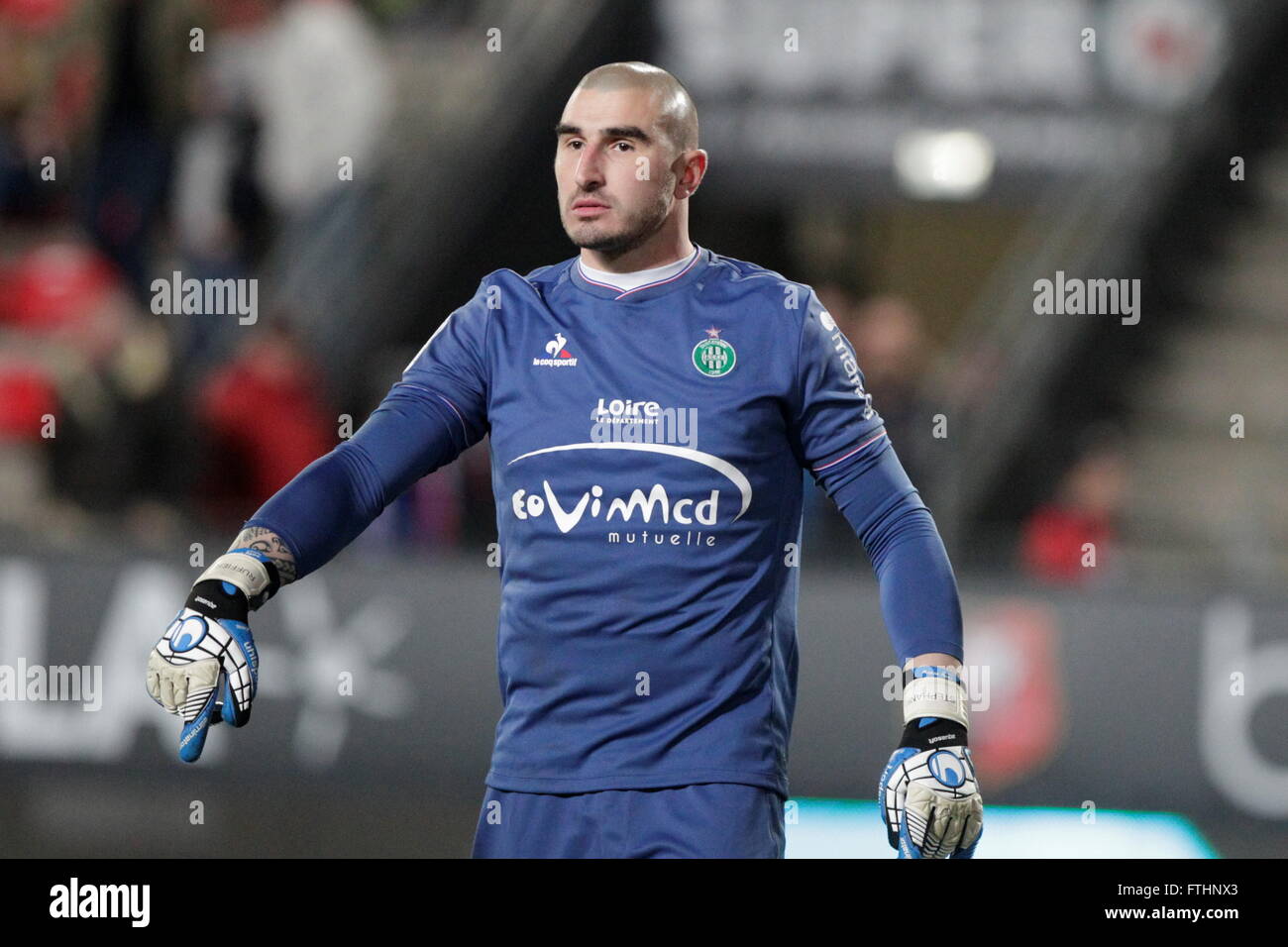 Stephane Ruffier when one league match Stade Rennais - AS Saint Etienne ...